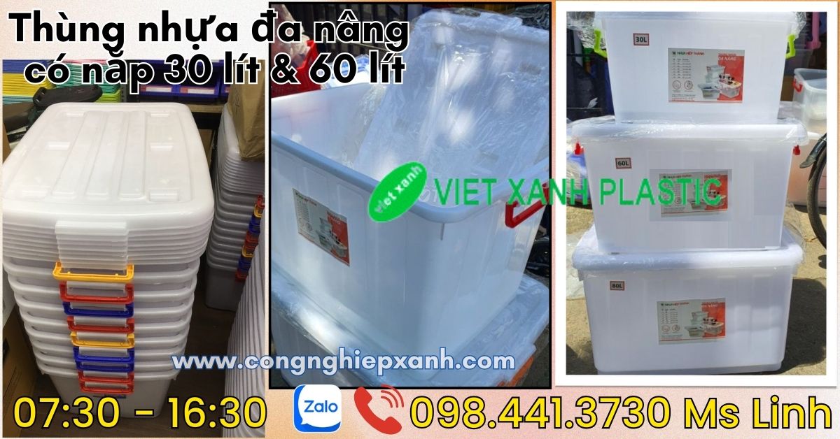 Thùng Nhựa đa Nâng Có Nắp 30 Lít & 60 Lít – Giải Pháp Lưu Trữ Tiện Lợi ...